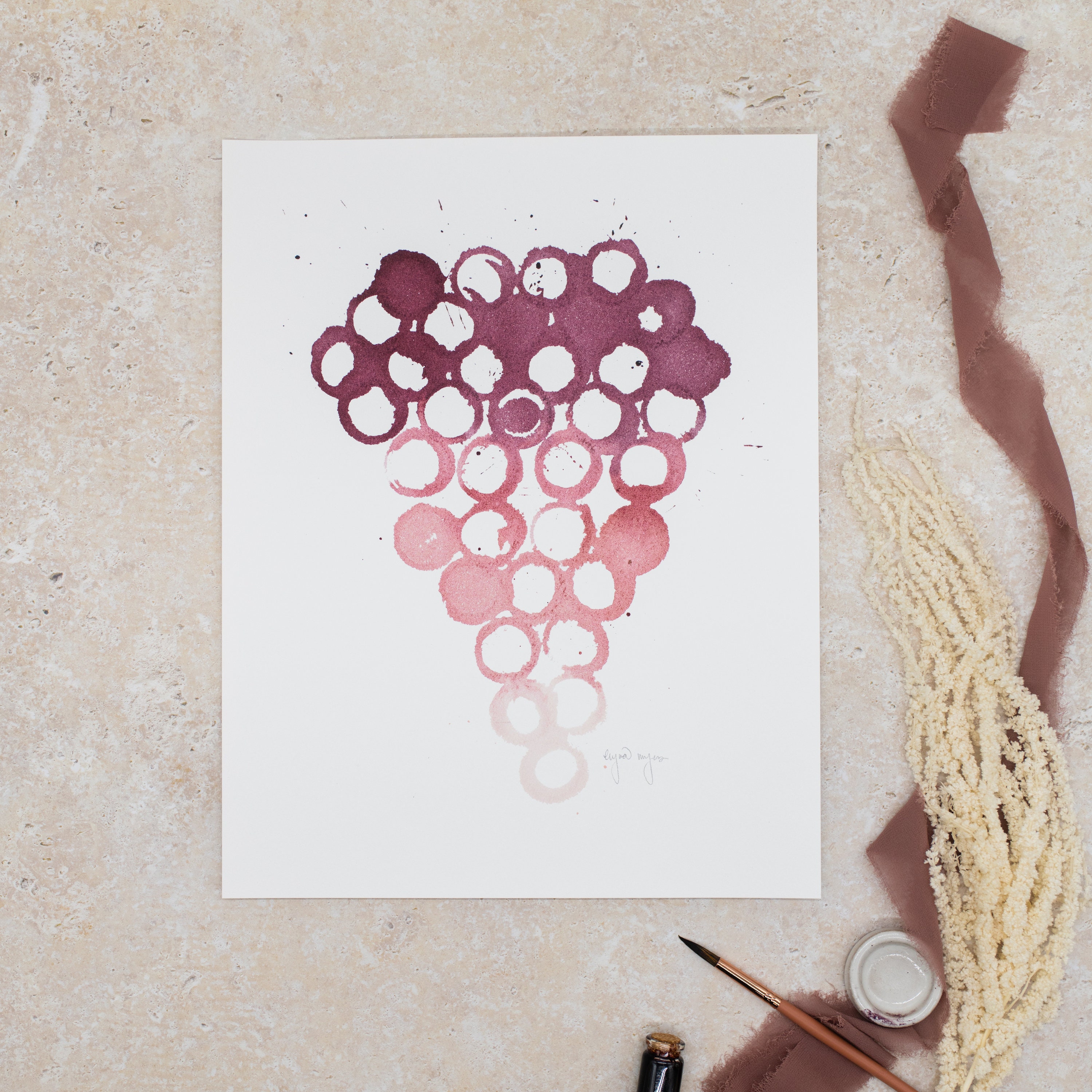 Wine Art Print Wine Grapes Abstract Wine Art Bar Cart Art - Etsy