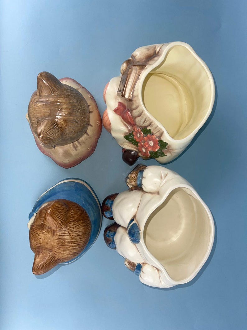 Mervyn's Cookie Jar Set Wilbur & Emily Milton Family Sailor Cat Kitty ...