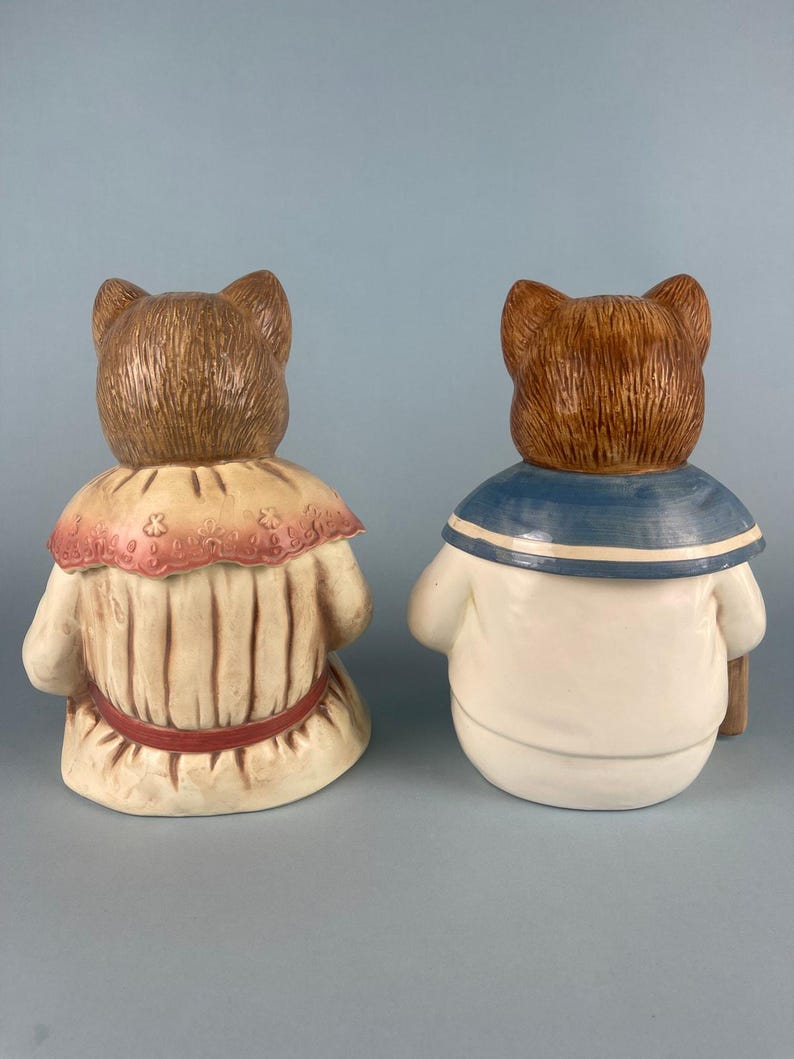 Mervyn's Cookie Jar Set Wilbur & Emily Milton Family Sailor Cat Kitty ...