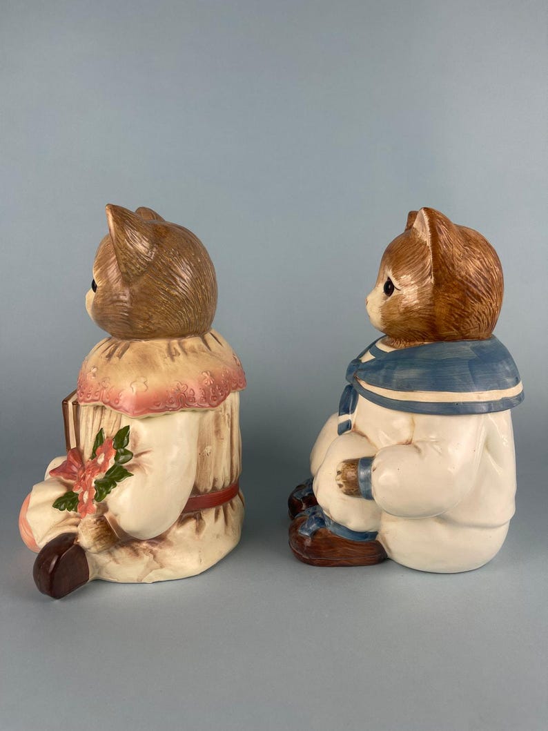 Mervyn's Cookie Jar Set Wilbur & Emily Milton Family Sailor Cat Kitty ...