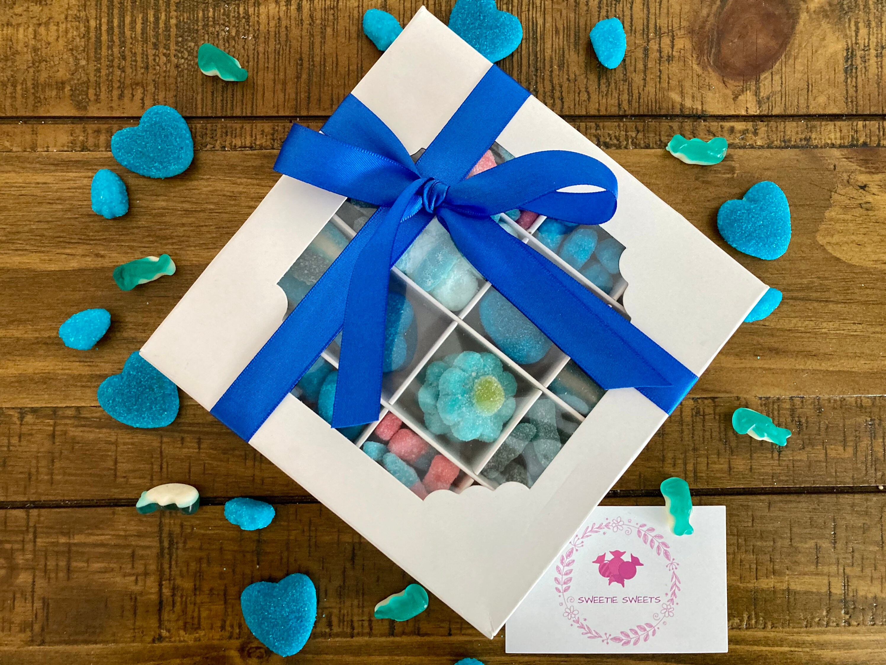 Blue sweet box gifts for him birthday pick and mix retro | Etsy