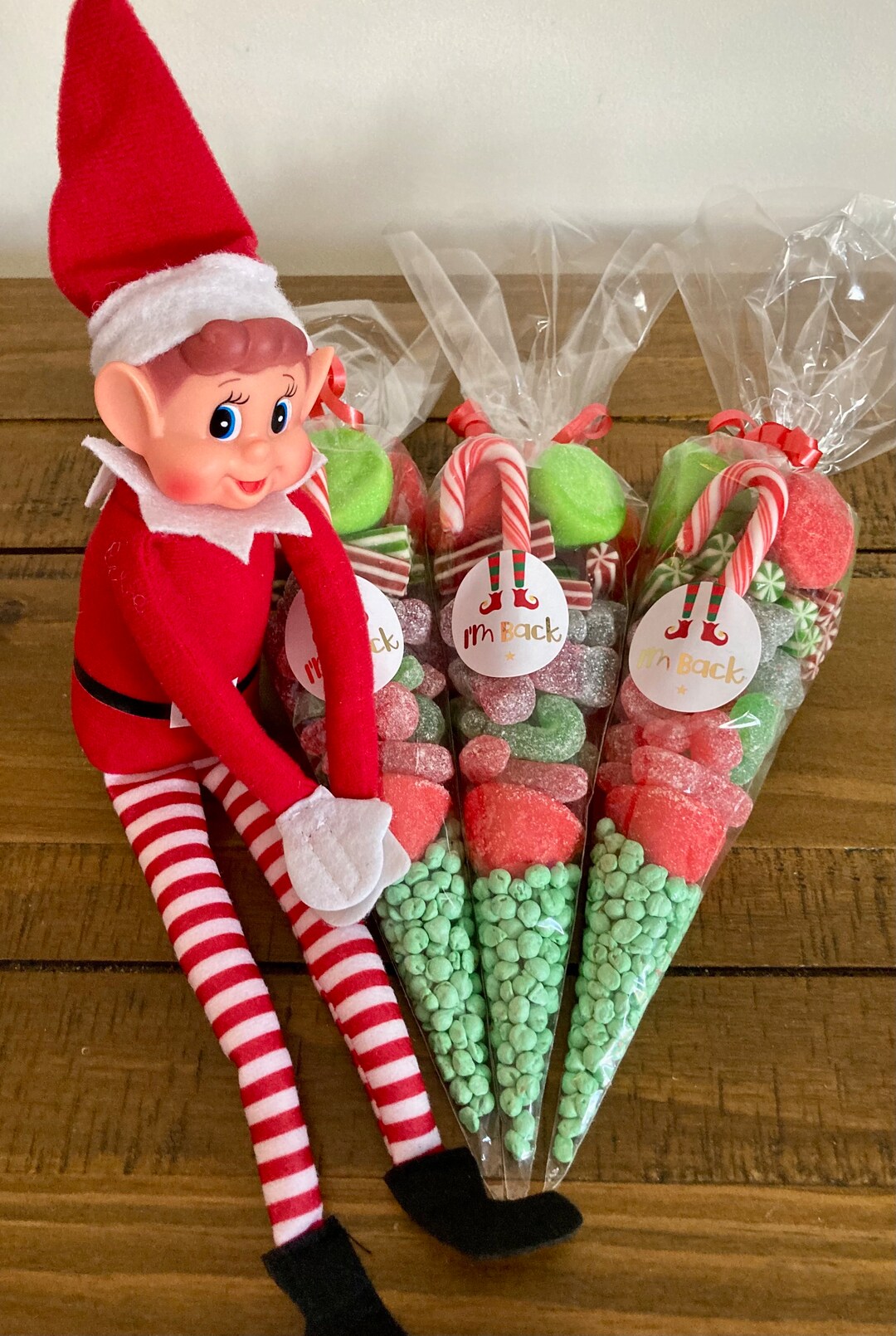 Elf Sweet Cones, Elf on the Shelf, Elf Sweets, Christmas, Stocking ...