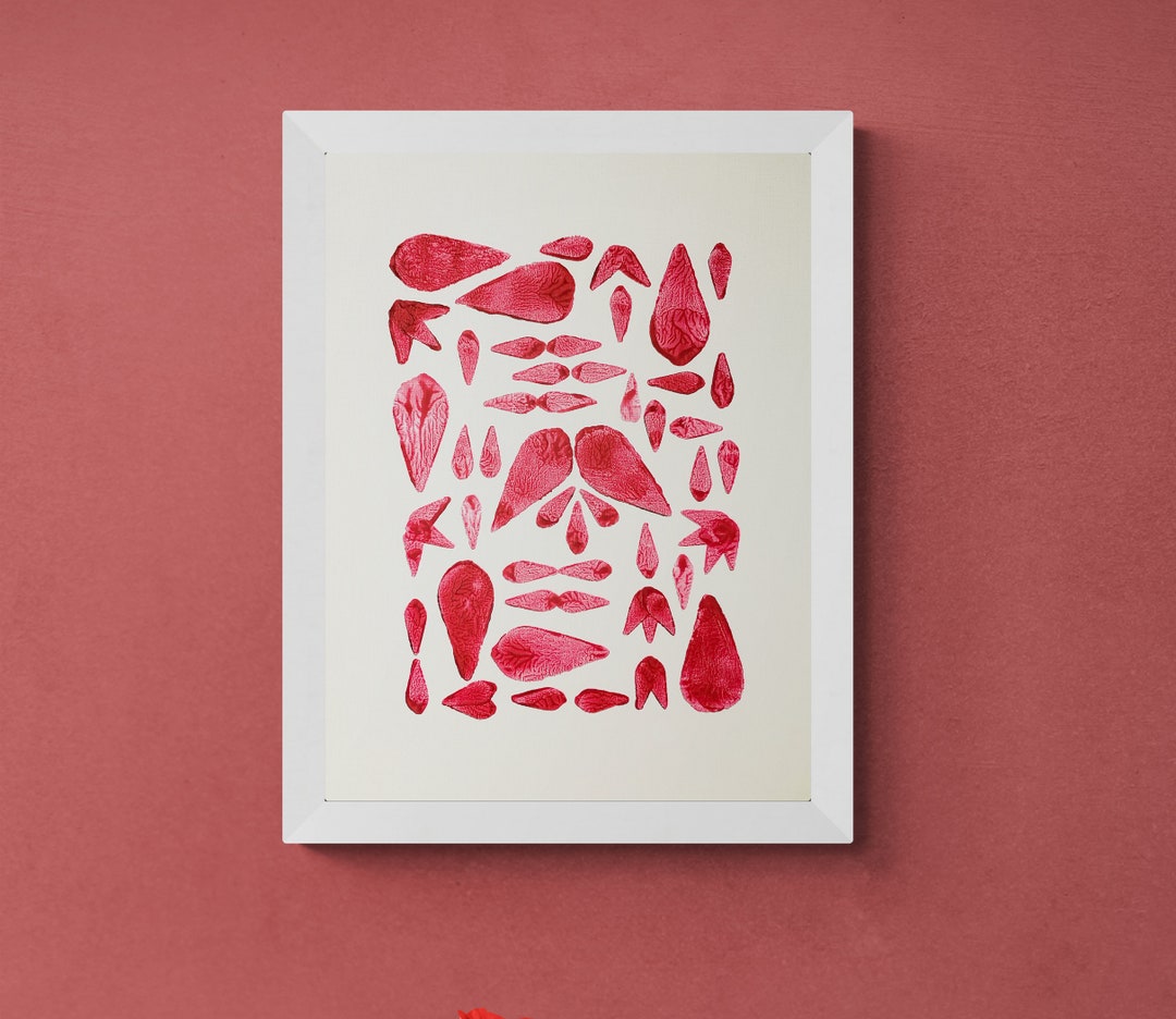 PRINTABLE Red Magenta Block Print Wall Art Distressed Magenta Wall ...