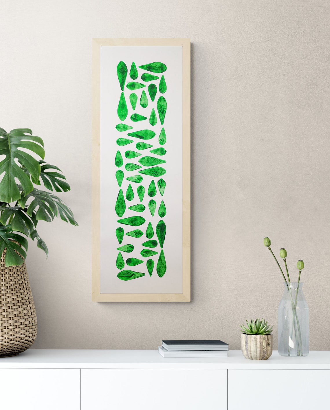 Long Narrow Green PRINTABLE Horizontal/vertical Block Print Wall Decor ...