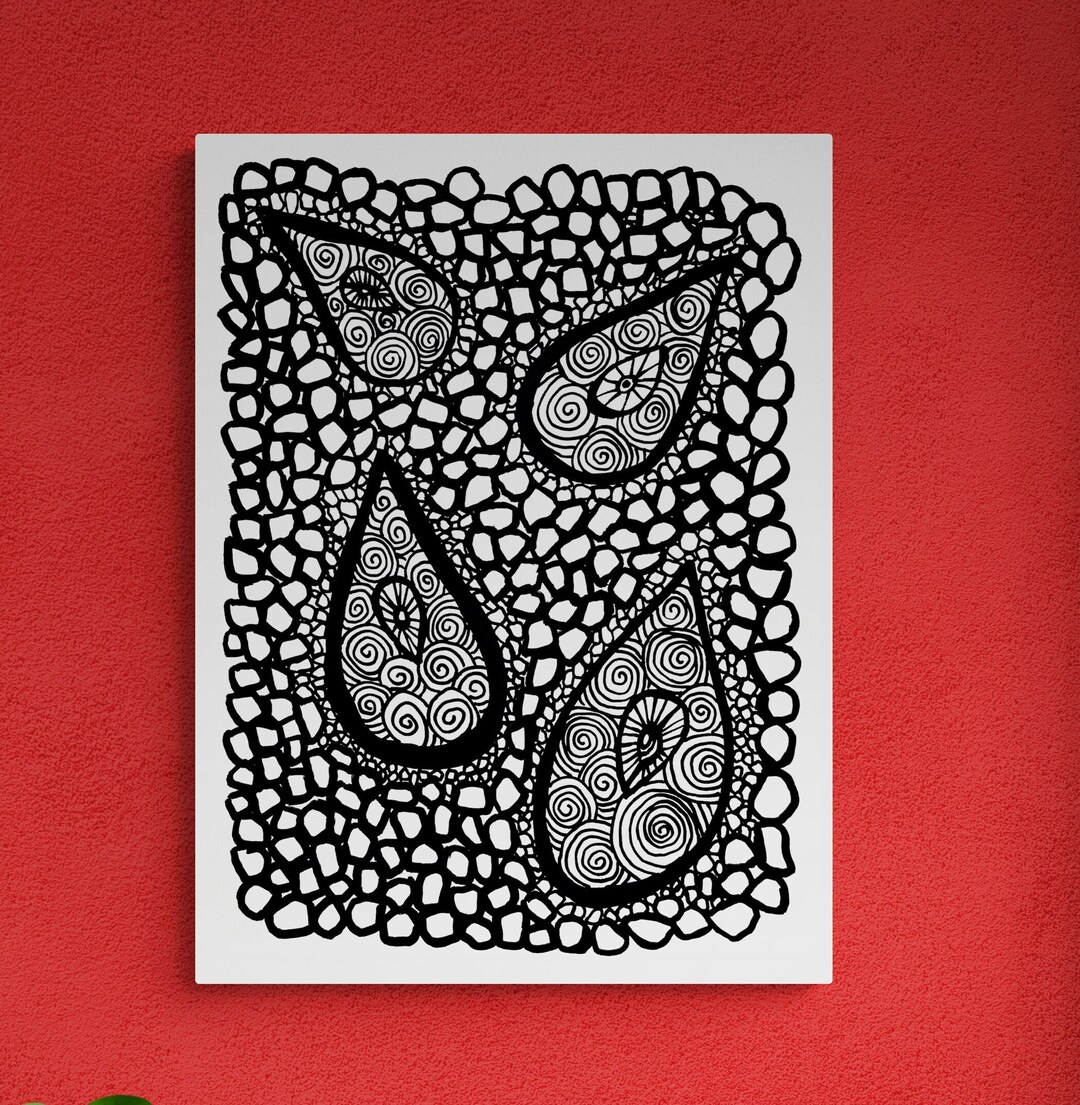 Printable Black and White Doodle Painting Downloadable Delicate Doodle ...