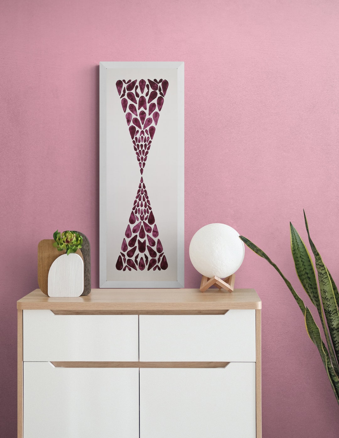 Long Narrow Dark Plum Printable Horizontal Vertical Geometric Burgundy ...