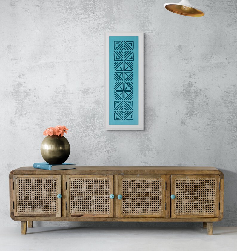 PRINTABLE Long Narrow Teal Blue Geometric Narrow Vertical/horizontal ...