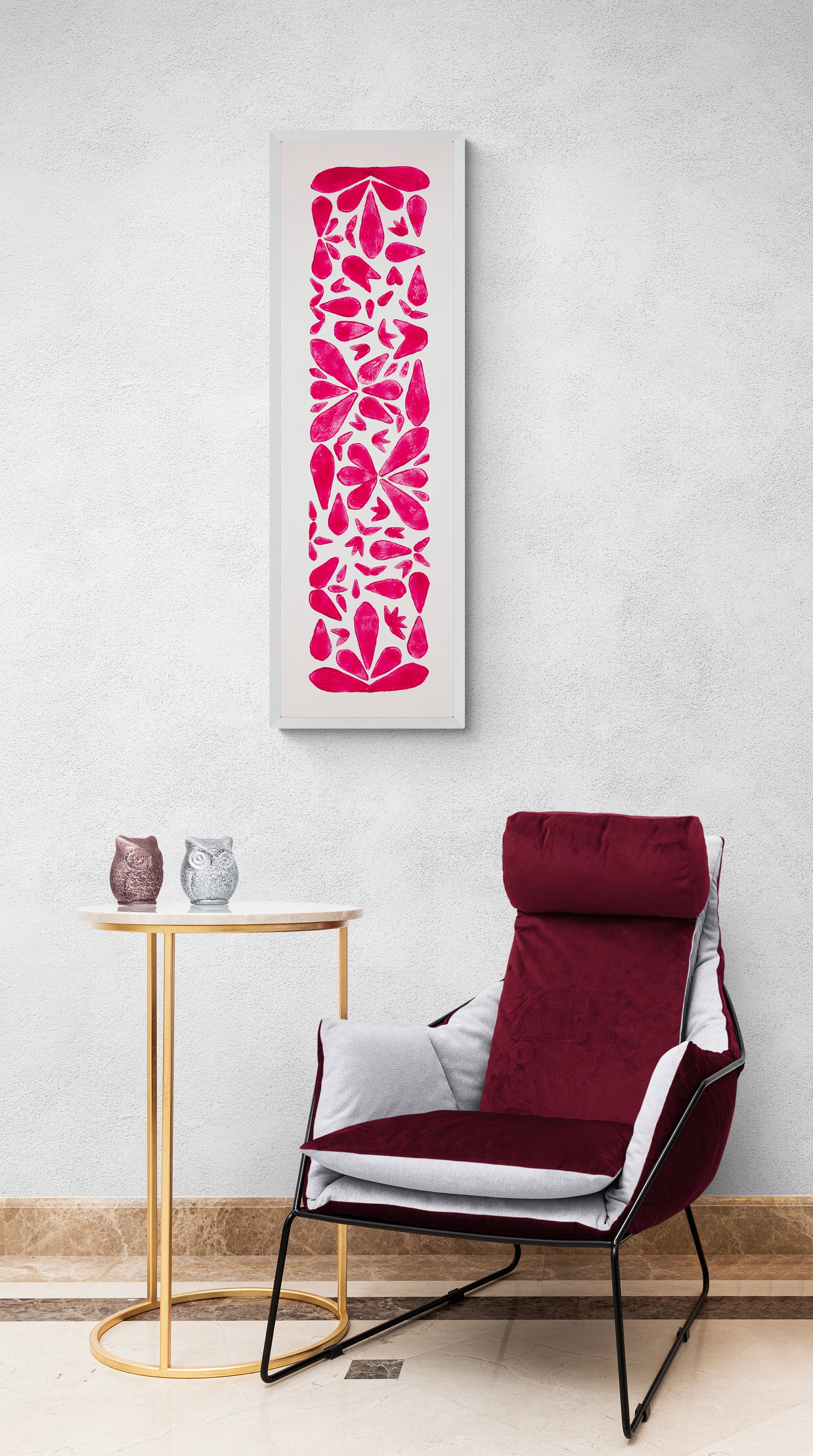 Long Narrow Magenta PRINTABLE Horizontal/vertical Block Print Red Wall ...