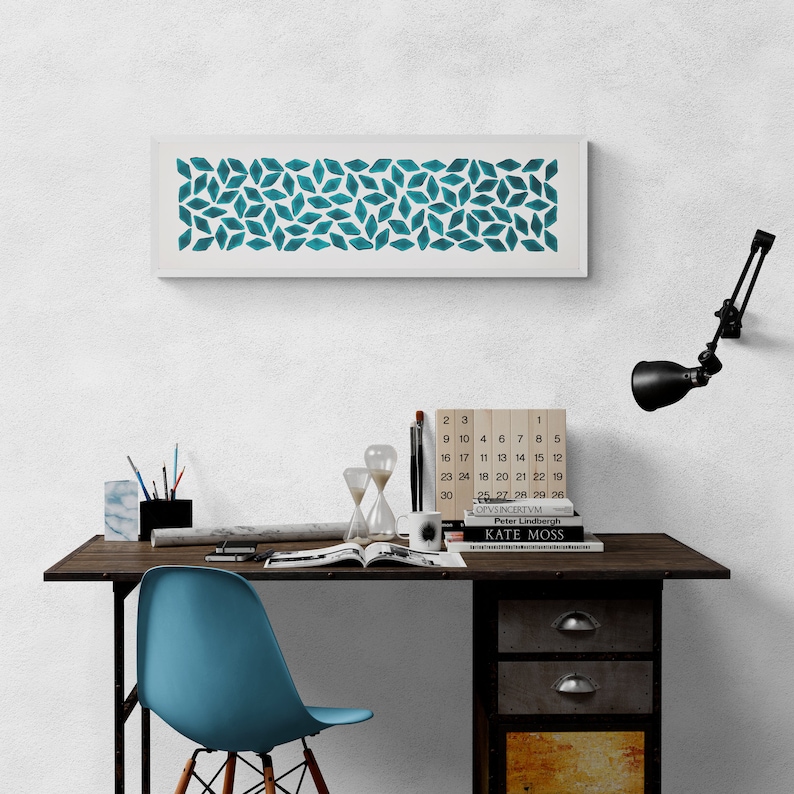 Long Narrow Dark Teal Modern PRINTABLE Narrow Horizontal/vertical ...