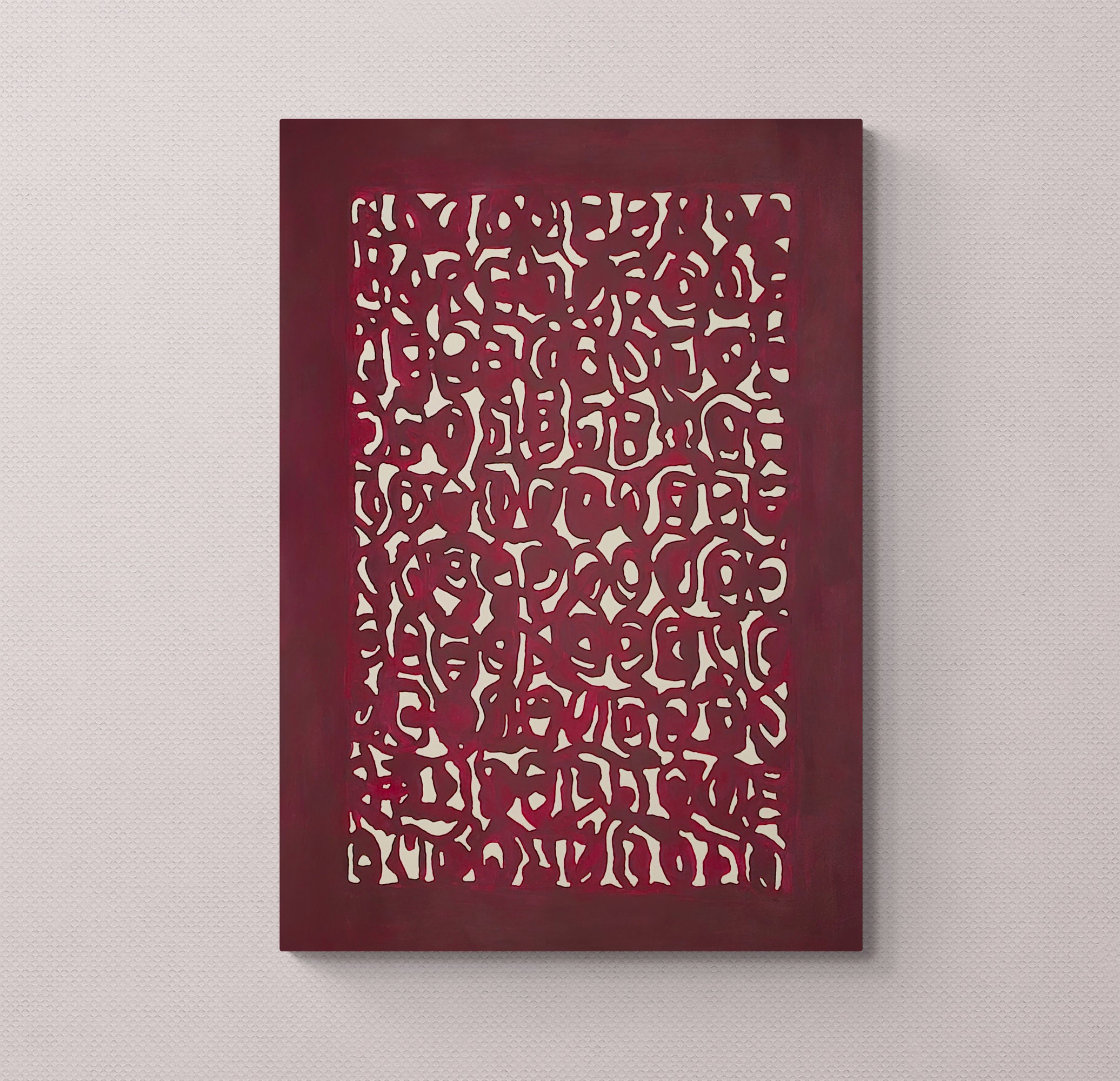 Large Burgundy Vertical/horizontal Canvas Print: Maroon Ethnic Boho ...
