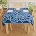 Blue Square Table Cloth Printed Pattern Blue Table Cloth Blue Gray ...