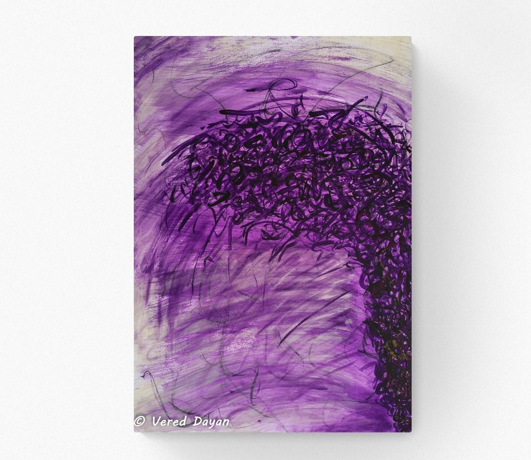 Original 16x24 Purple Abstract Nature Painting on Paper Wild Purple ...