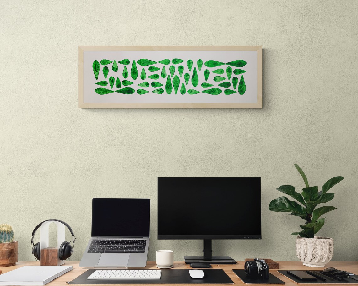 Long Narrow Green PRINTABLE Horizontal/vertical Block Print Wall Decor ...