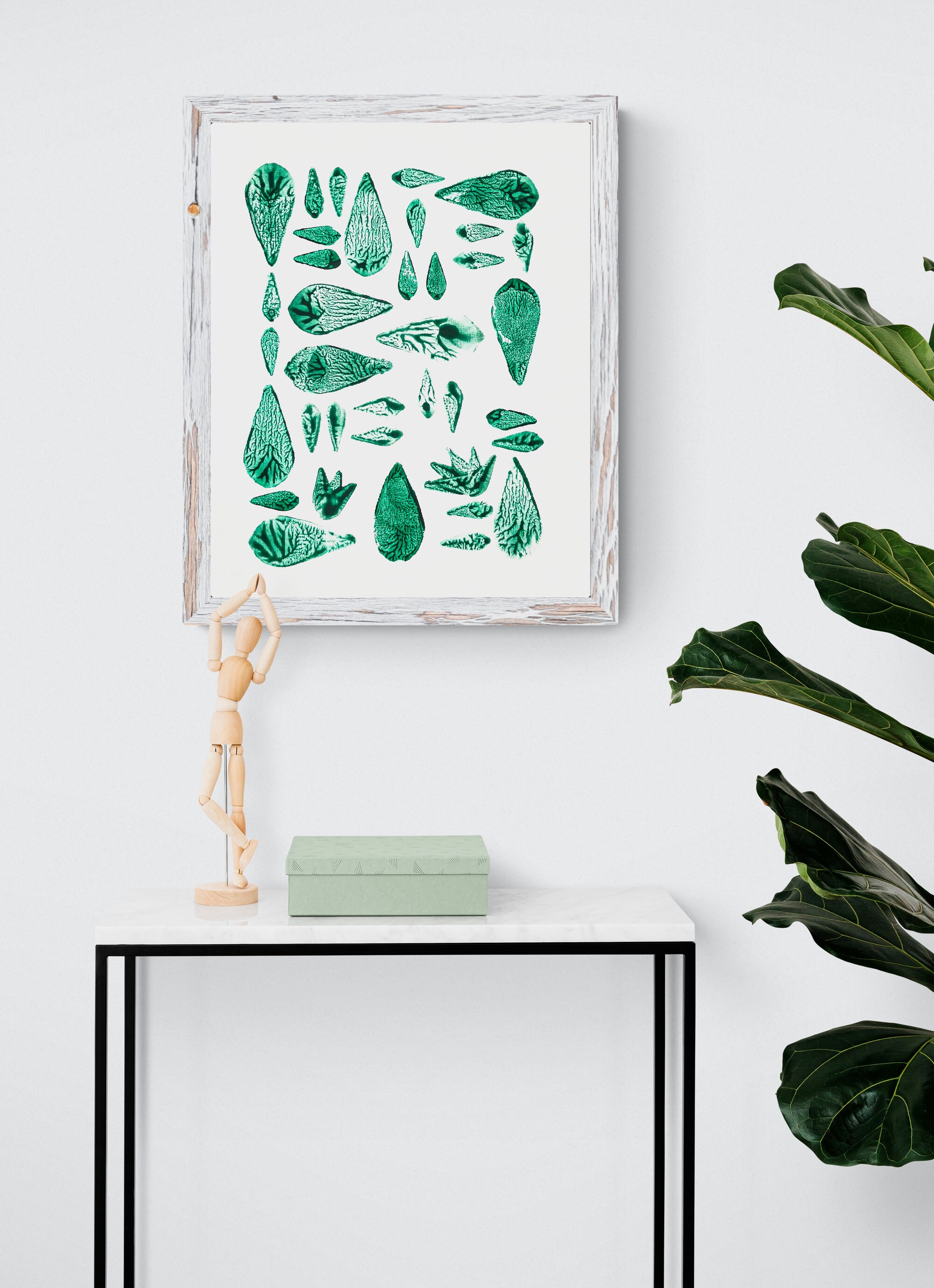 PRINTABLE Emerald Green Block Print Wall Art Distressed Green Printable ...