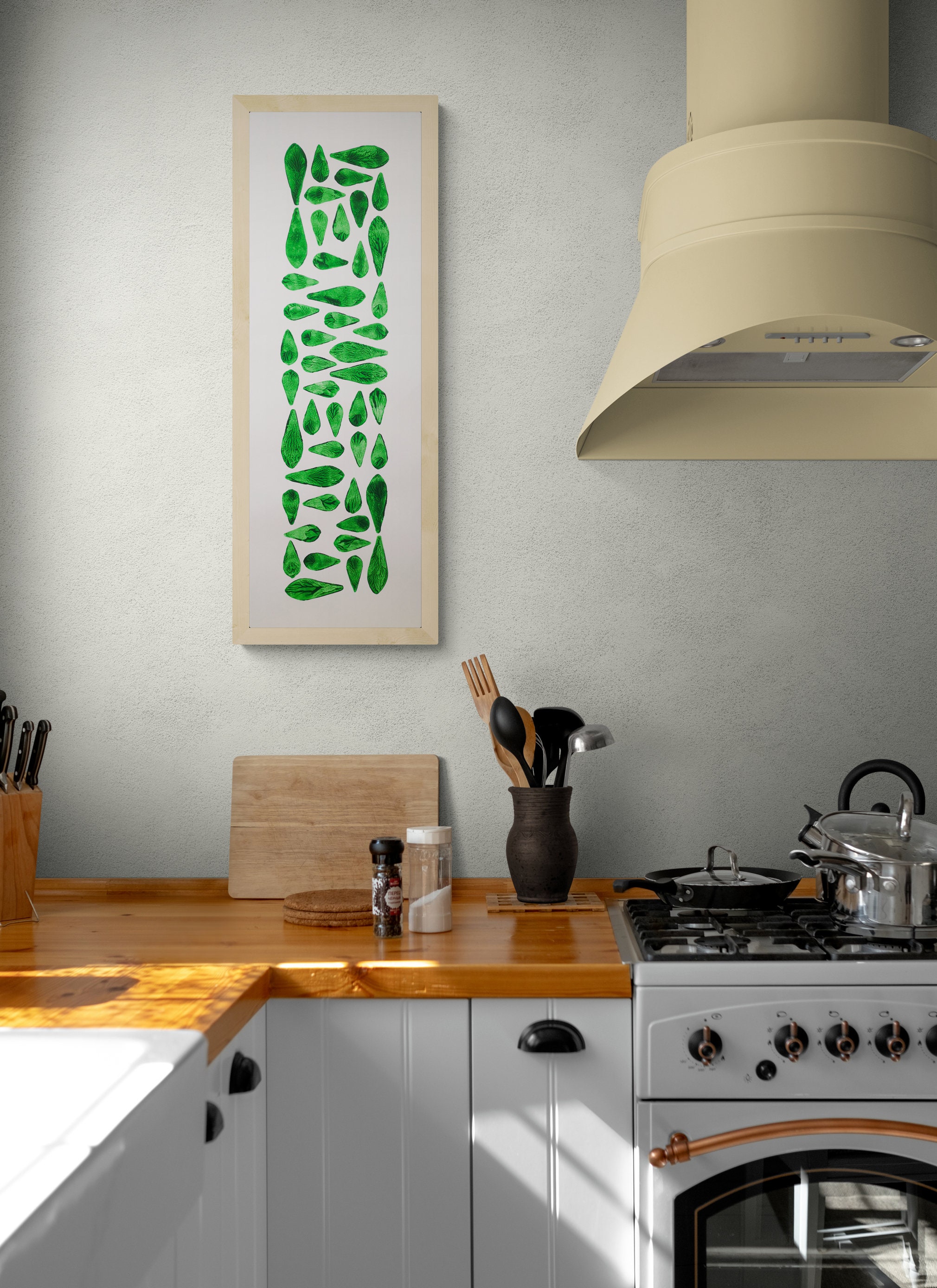 Long Narrow Green PRINTABLE Horizontal/vertical Block Print Wall Decor ...