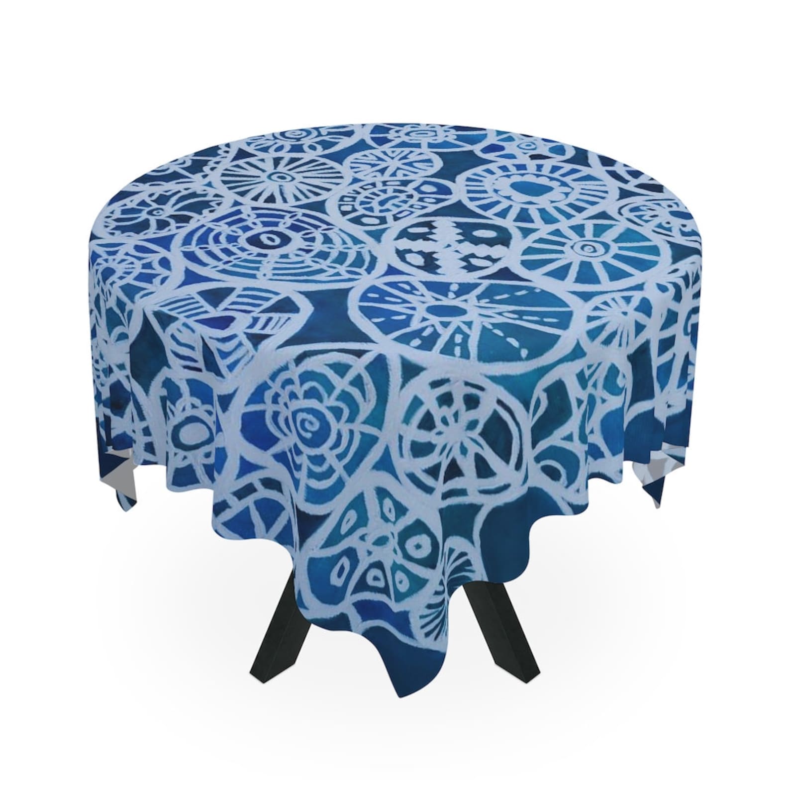 Blue Square Table Cloth Printed Pattern Blue Table Cloth Blue Gray ...