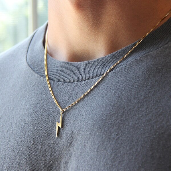 Gold Lightning Bolt Necklace - Etsy