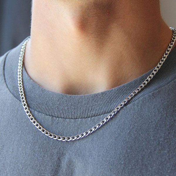 Men's Necklace Double Layered Box Chain Necklace 3mm Masculine Chain ...