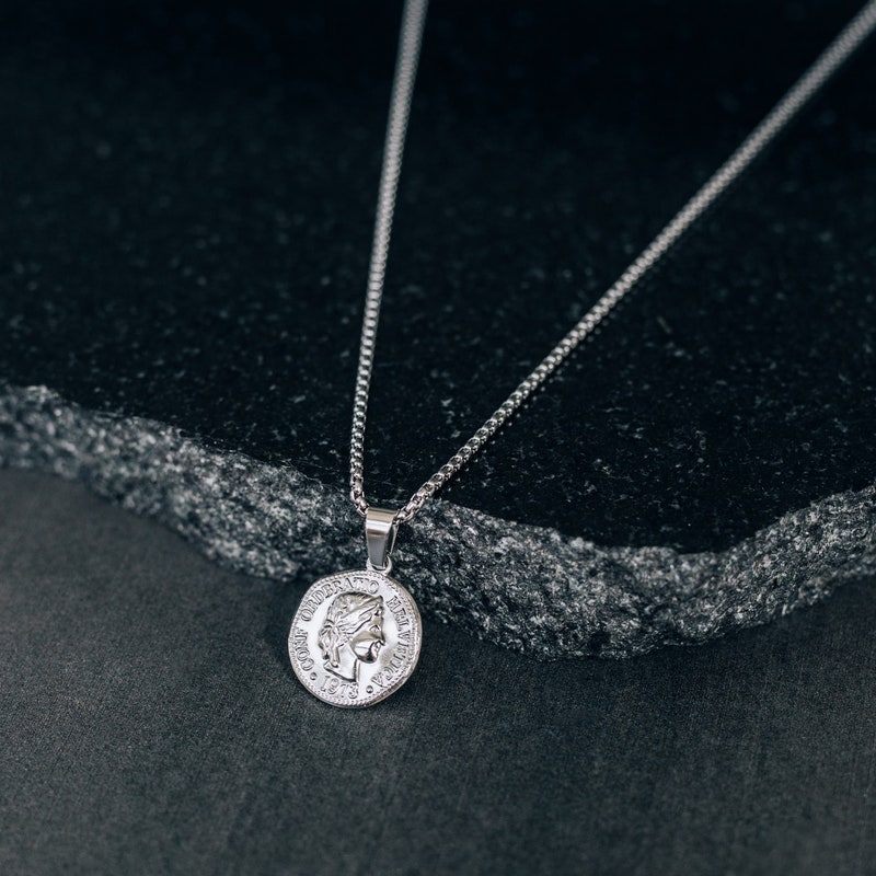 Silver Coin Necklace - Etsy