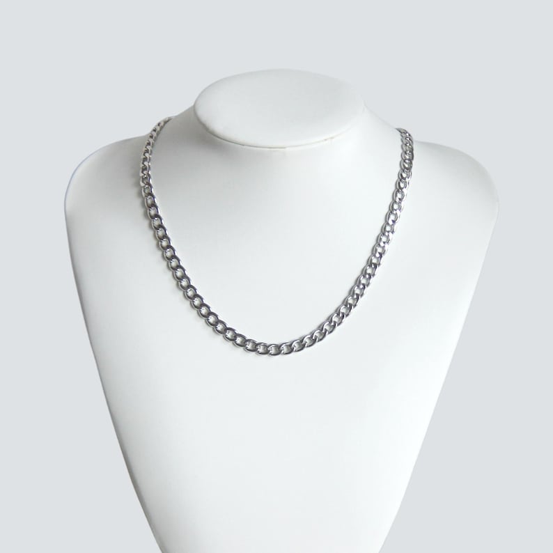 Men's Chain / Silver 6mm Curb Chain Necklace for Men or Woman ...