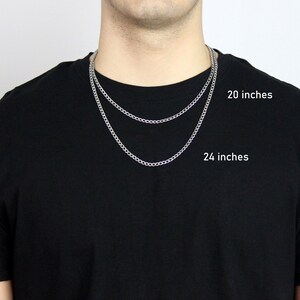 Men's Silver Curb Chain Necklace / 4mm Stainless Steel Water Resistant ...