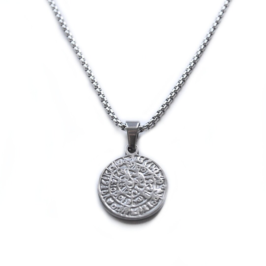 Silver Coin Pendant Necklace for Men or Women / Stainless Steel Water ...