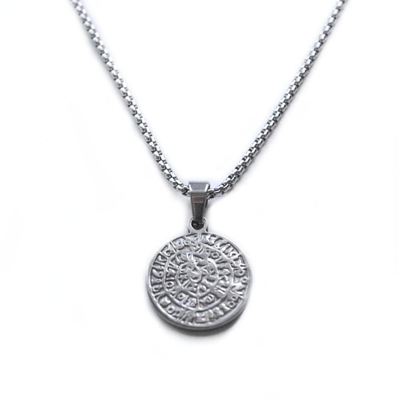 Silver Coin Pendant Necklace for Men or Women / Stainless Steel Water ...