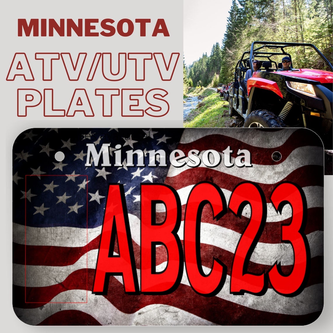US Flag Aluminum ATV UTV Plate Minnesota Atv Plate | Etsy