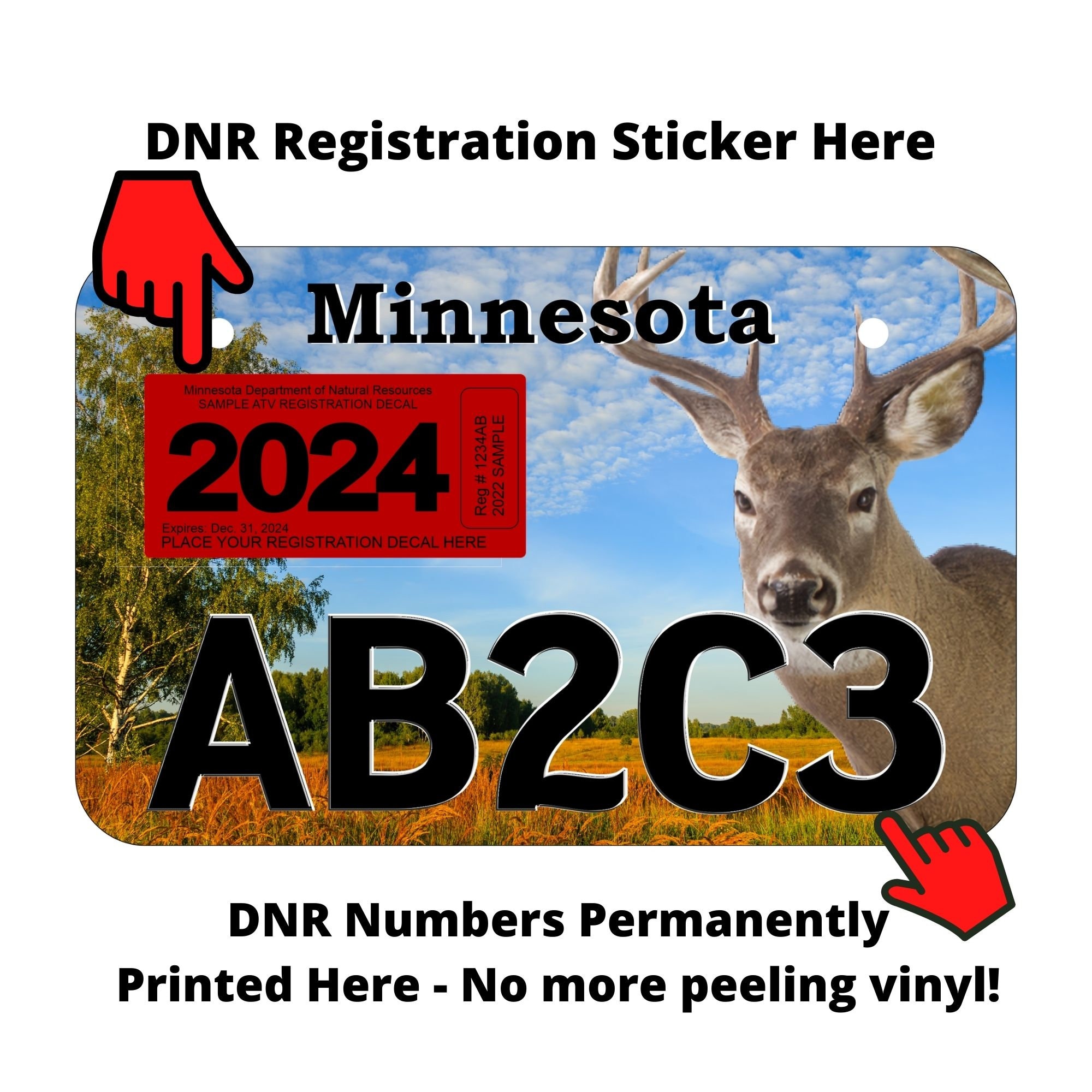 Minnesota ATV License Plate, Metal Minnesota UTV License Plate, White ...