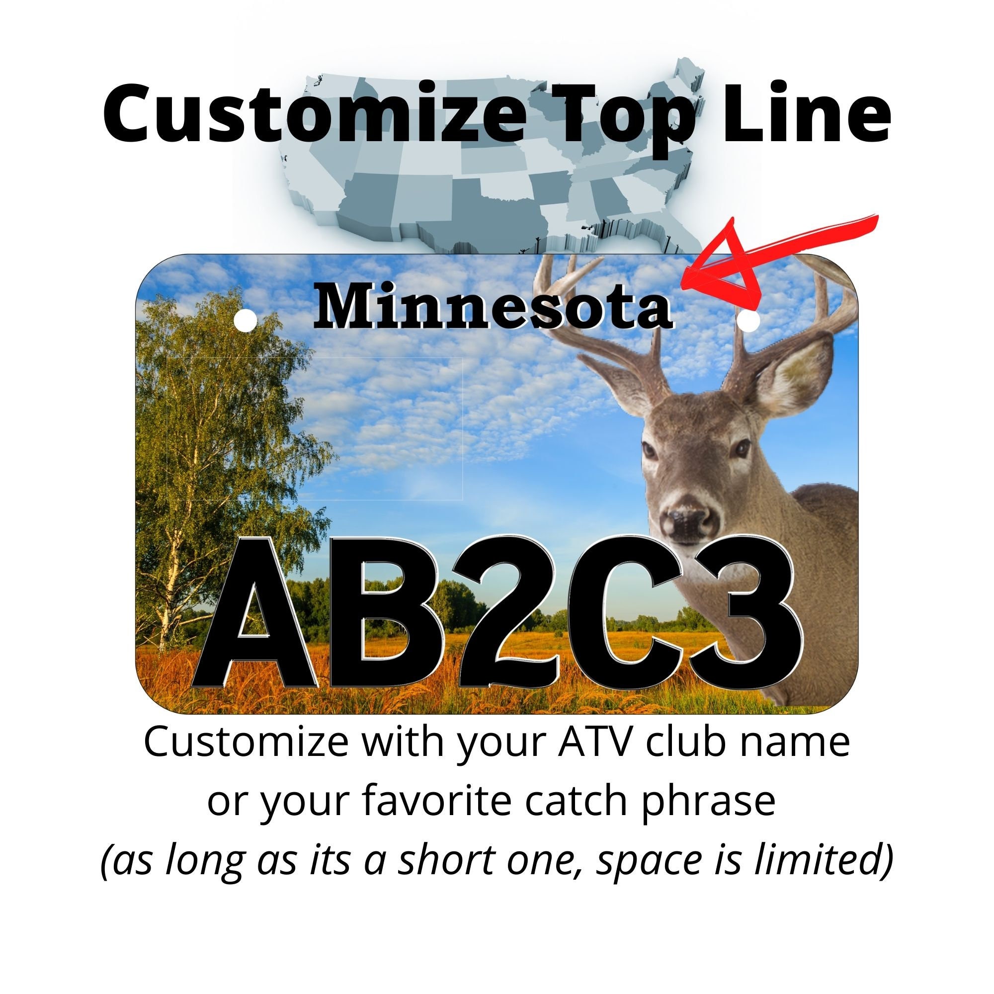Minnesota ATV License Plate, Metal Minnesota UTV License Plate, White ...