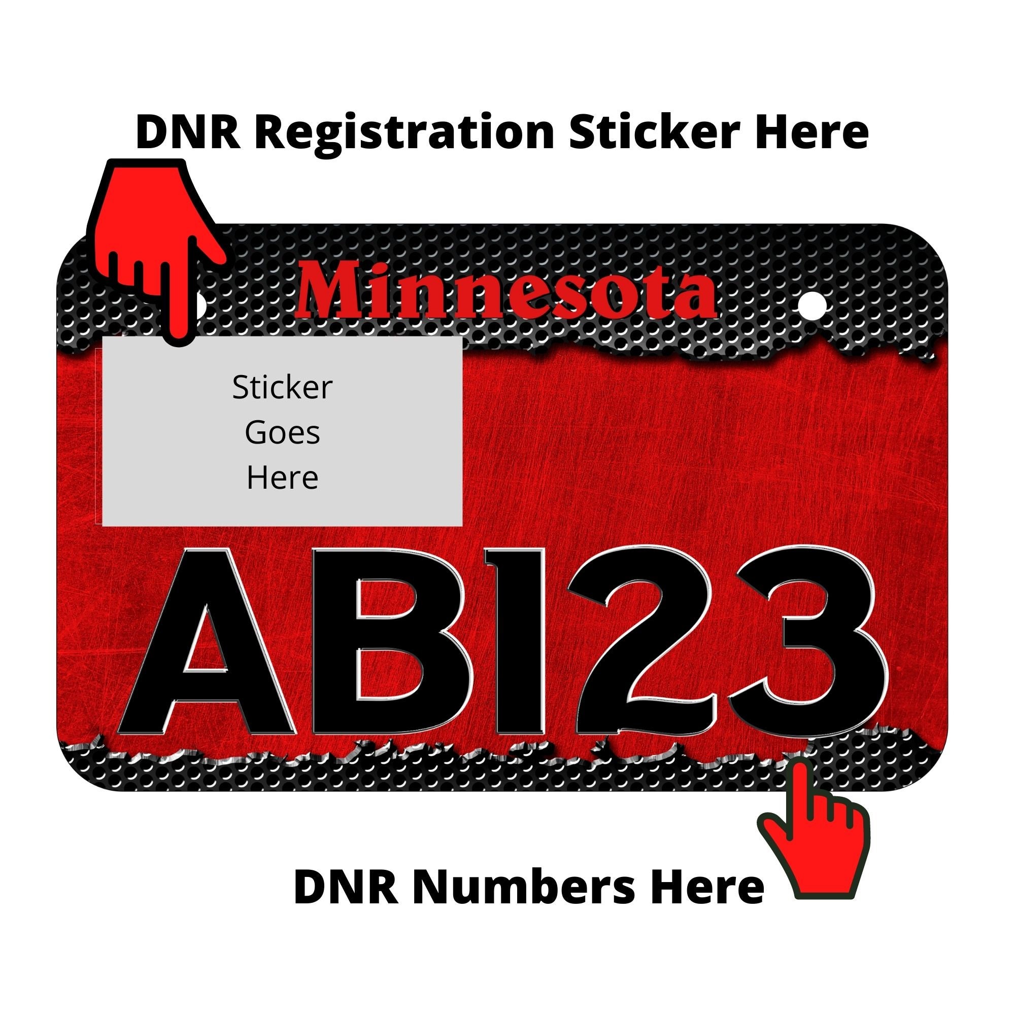 Minnesota ATV Plate, Red Carbon Fiber Design, Personalized UTV Number ...
