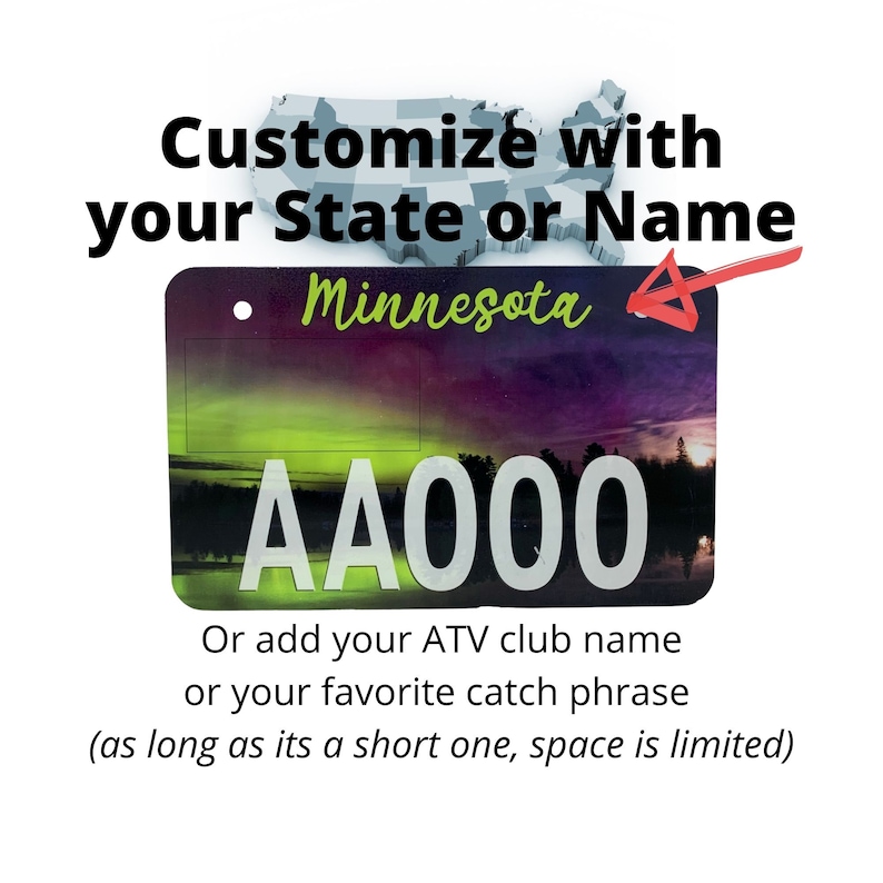 Minnesota ATV Plate, Metal UTV License Plate, Northern Lights - Etsy