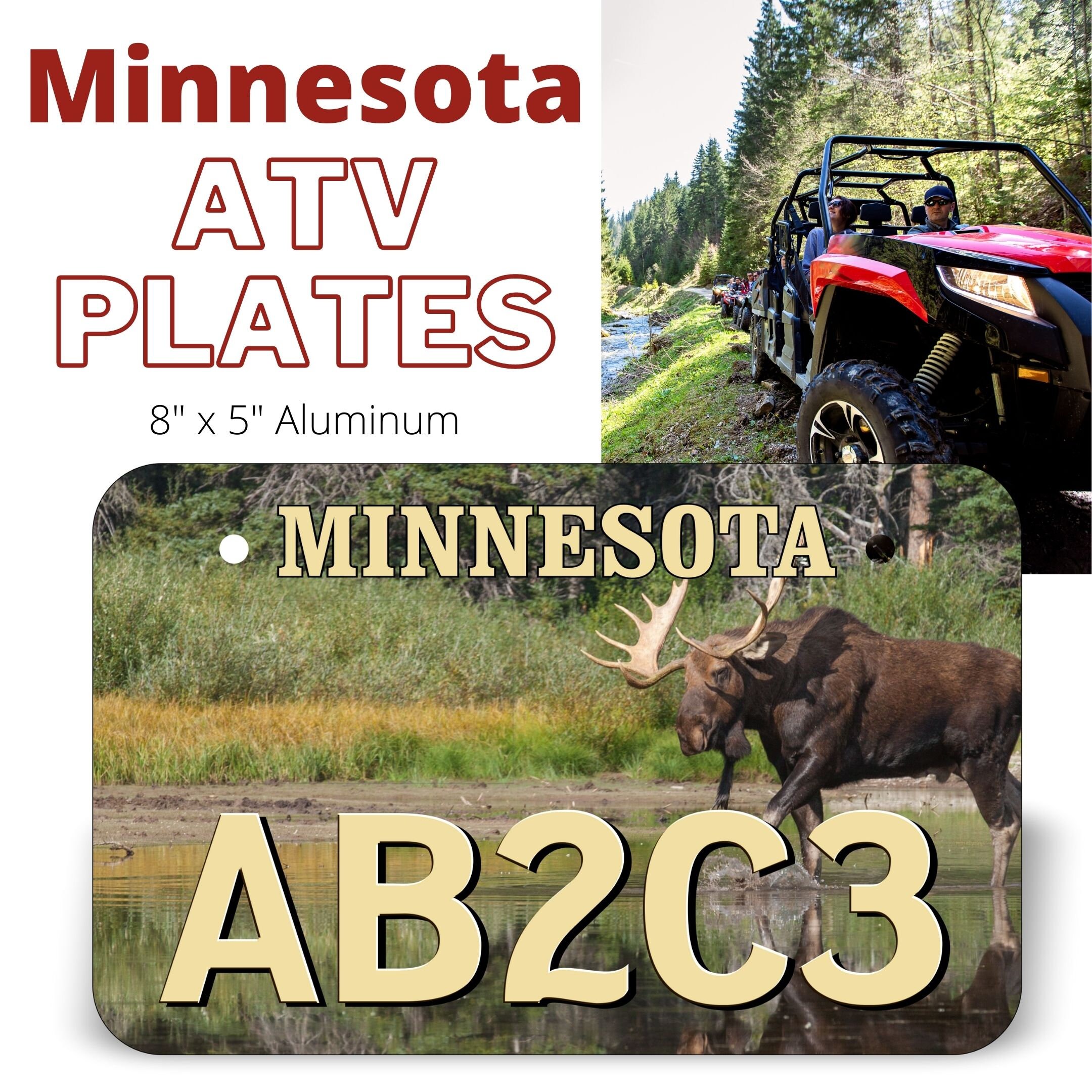 Minnesota ATV License Plate, Moose, Metal UTV plate - Etsy.de