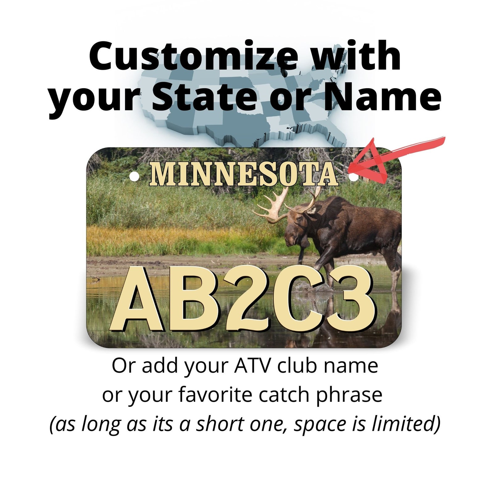 Minnesota ATV License Plate, Moose, Metal UTV plate - Etsy.de