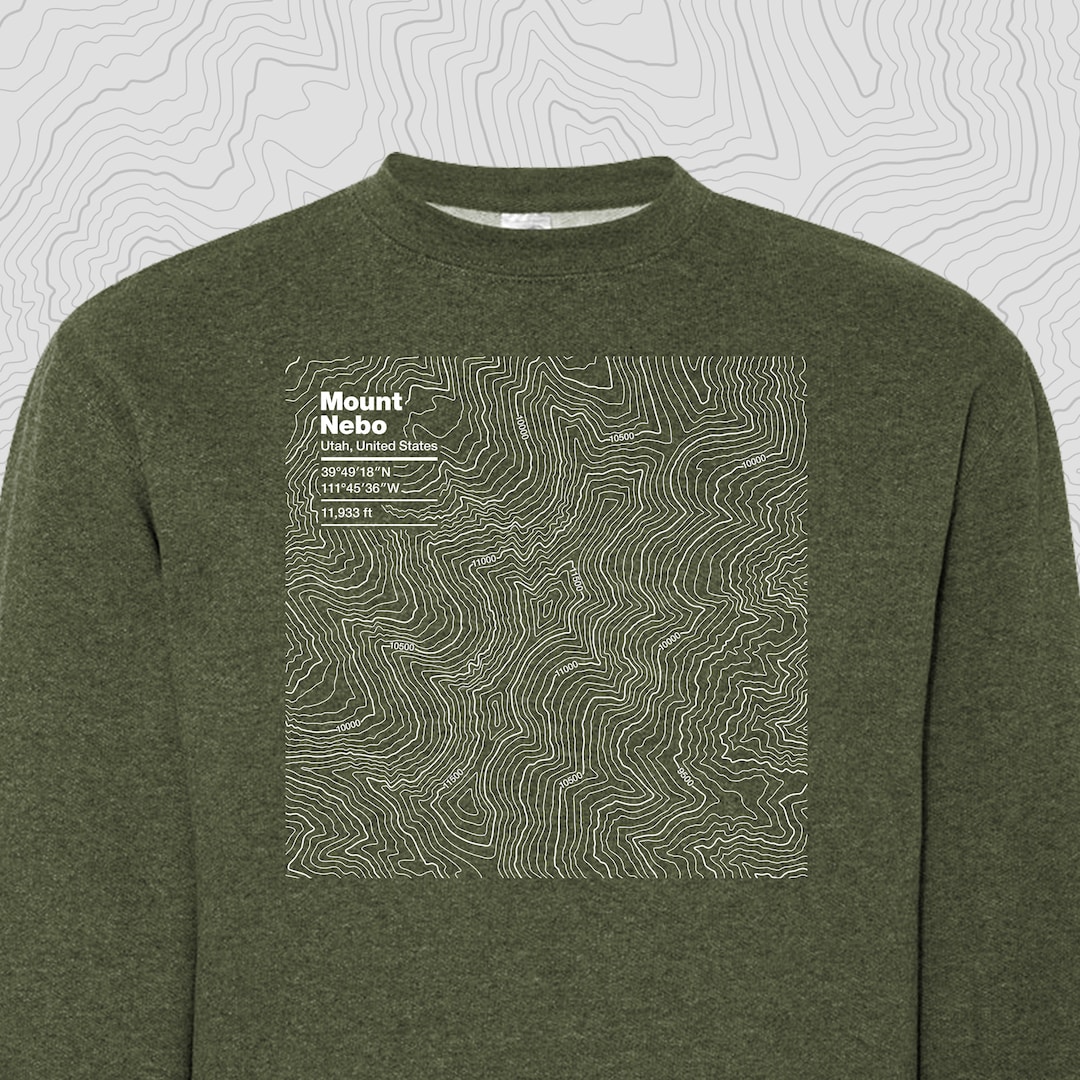Mount Nebo, Utah - Topographic Map Crewneck Sweatshirt - Etsy