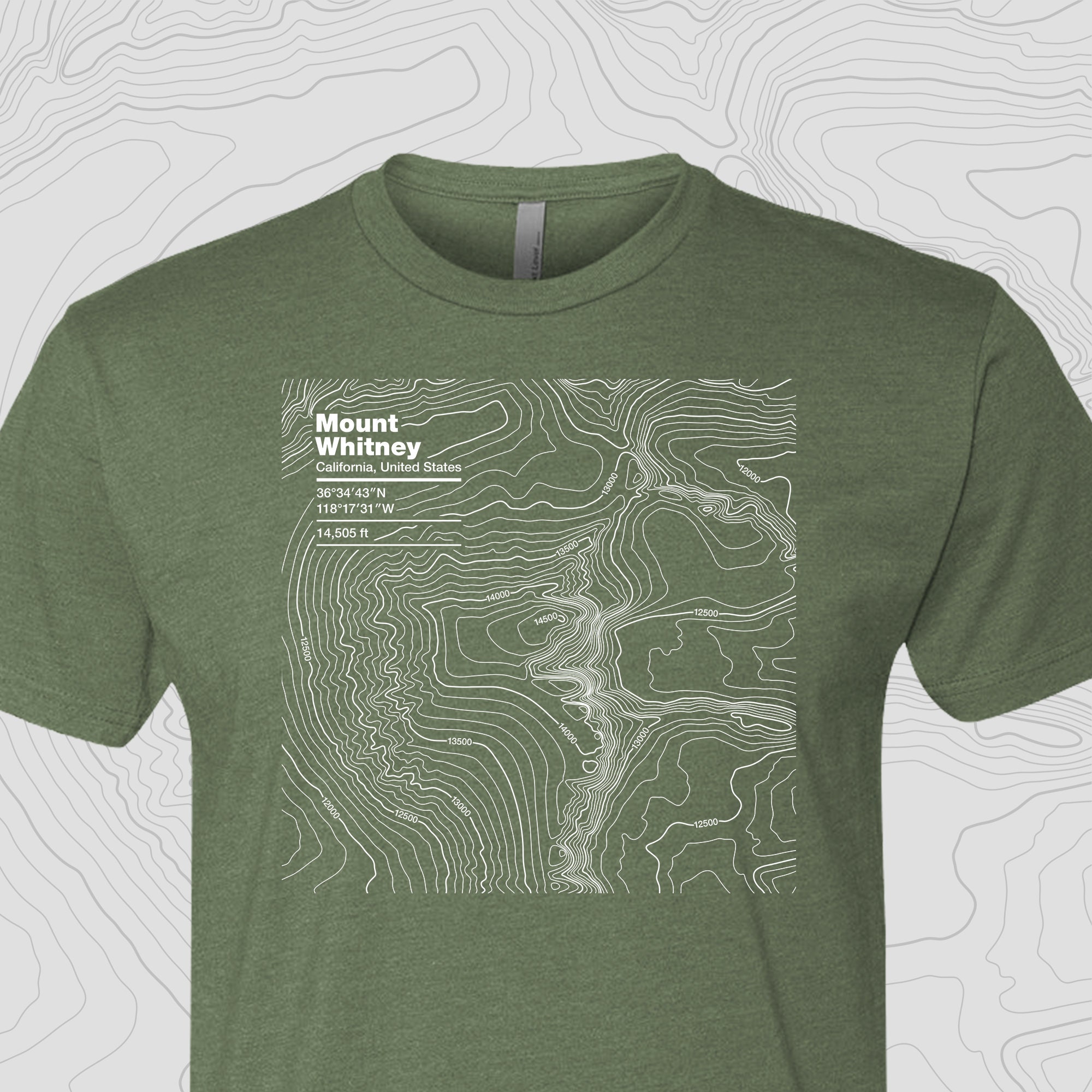 Mount Whitney, California - Topographic Map Unisex Short Sleeve Tee - Etsy