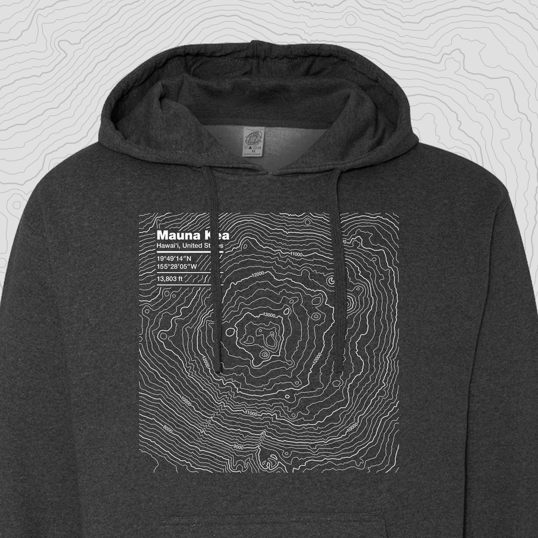 Mauna Kea, Hawaii - Topographic Map Hooded Sweatshirt - Etsy
