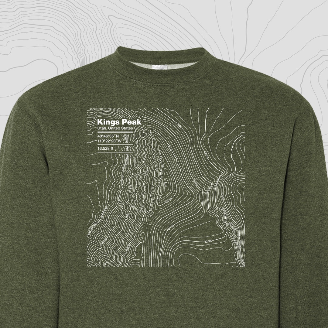 Kings Peak, Utah - Topographic Map Crewneck Sweatshirt - Etsy