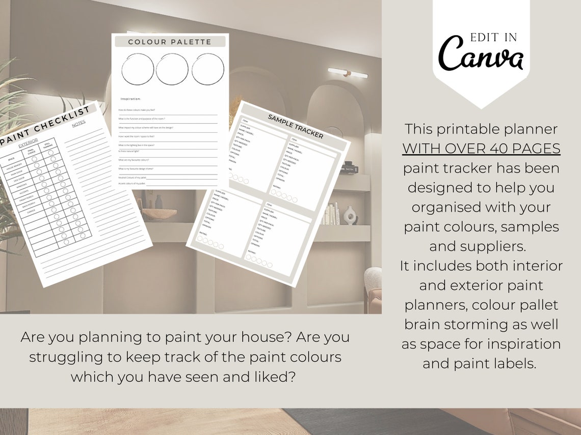Paint Tracker, Printable Paint Planner, Renovation Planner, Paint ...