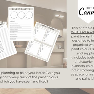 Paint Tracker, Printable Paint Planner, Renovation Planner, Paint ...