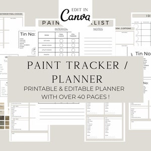 Paint Tracker, Printable Paint Planner, Renovation Planner, Paint ...