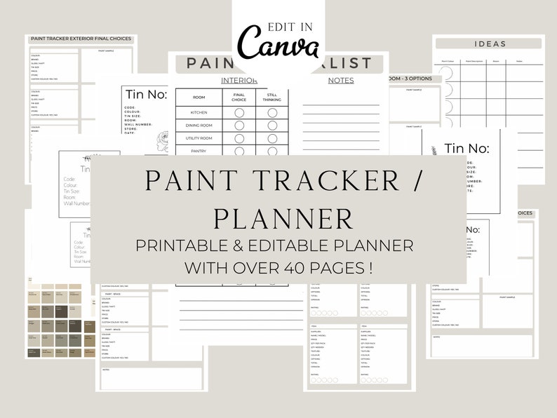 Paint Tracker, Printable Paint Planner, Renovation Planner, Paint ...