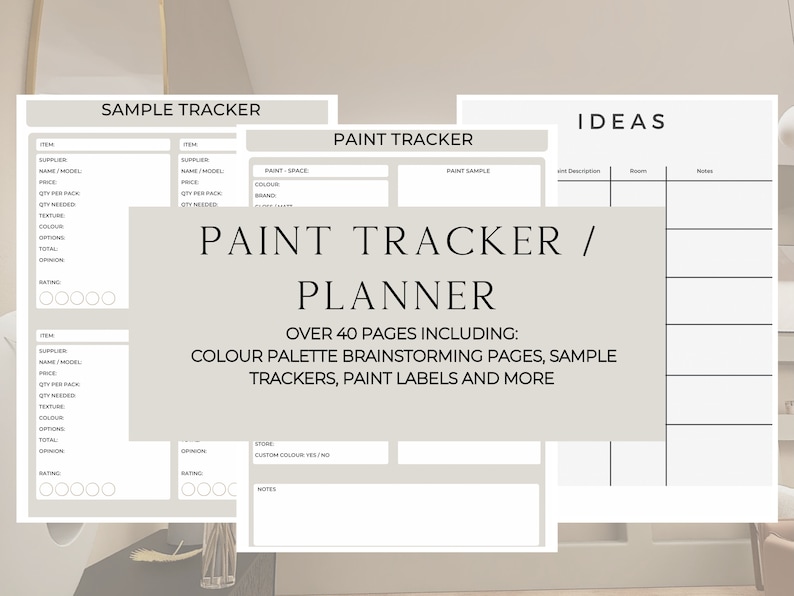 Paint Tracker, Printable Paint Planner, Renovation Planner, Paint ...