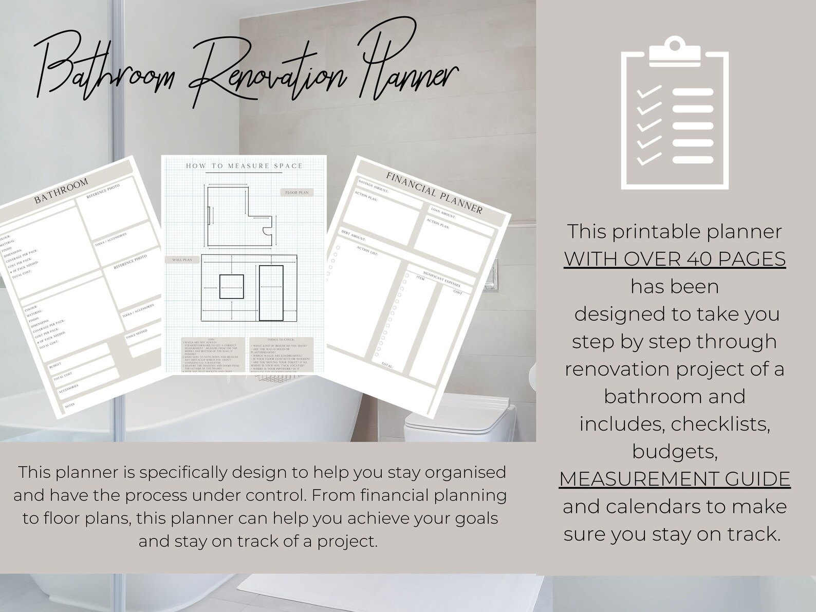 Bathroom Renovation Planner Printable Guide Bathroom - Etsy