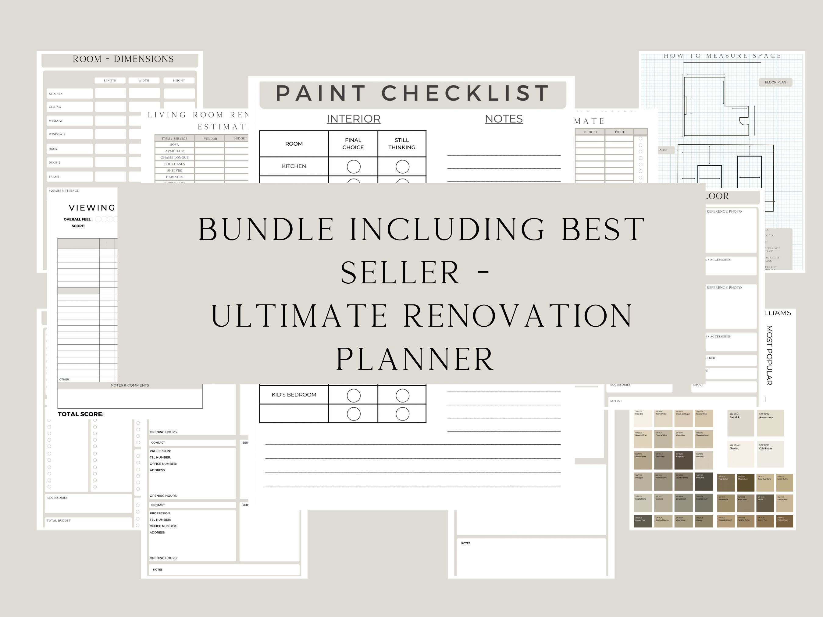Editable Printable Planner Bundle, Renovation Planner, Renovation ...