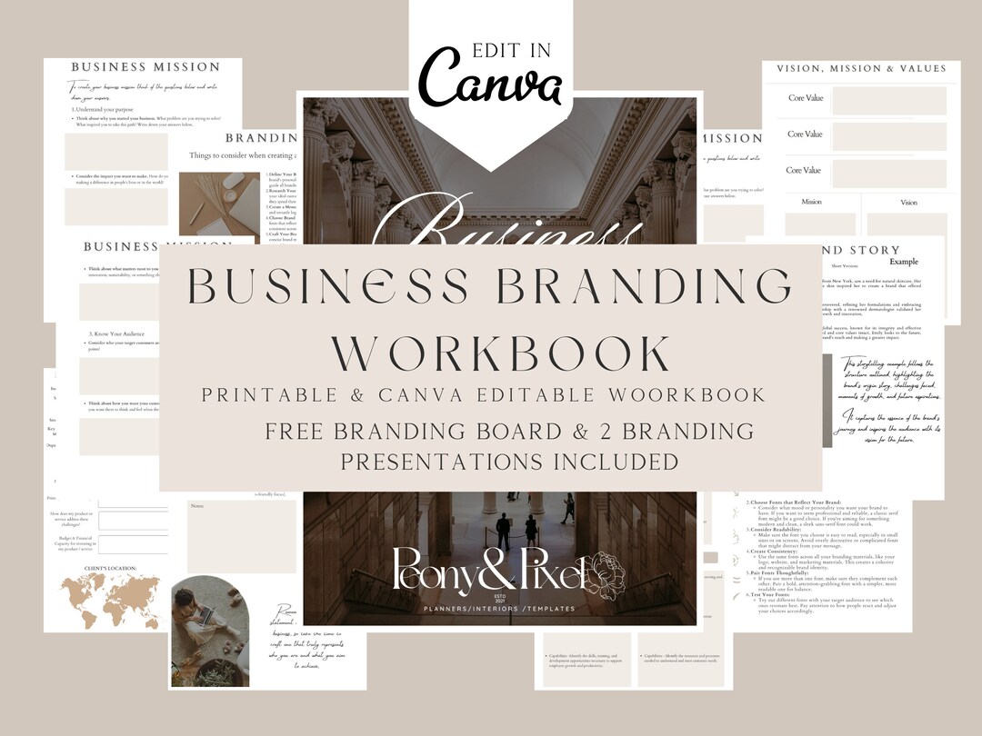 Business Branding Workbook Canva Template and Print - Etsy