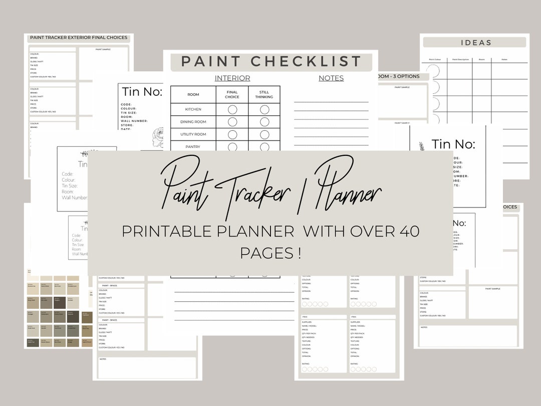 Paint Tracker Printable Paint Planner Renovation Planner - Etsy
