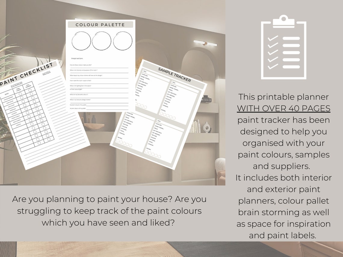 Paint Tracker Printable Paint Planner Renovation Planner - Etsy