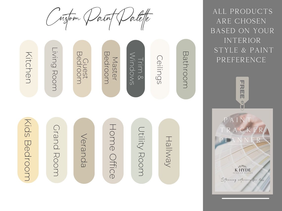 Custom Interior Color Palette, 15 Paint / Wallpaper Colours, Bespoke ...