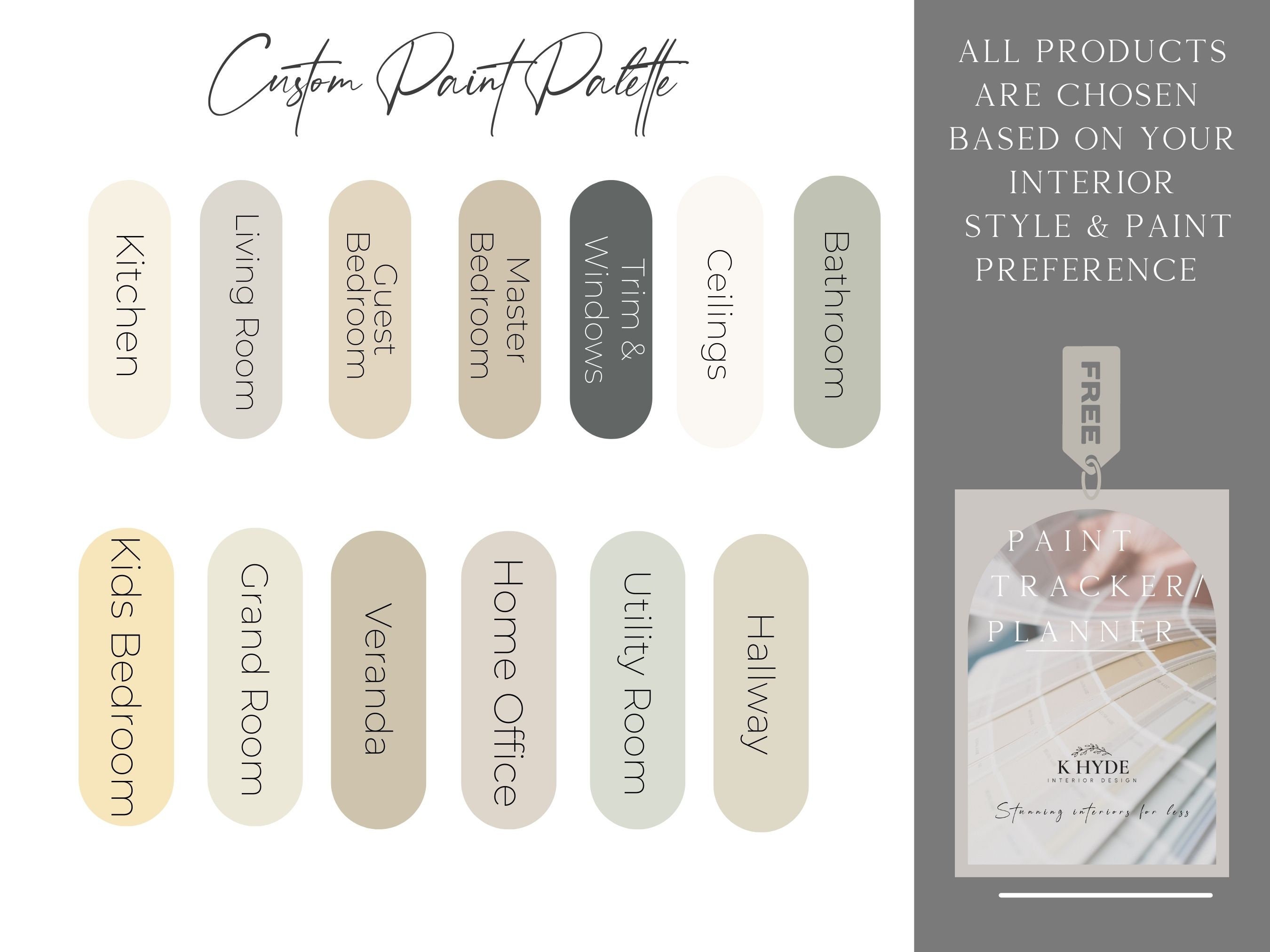 Custom Interior Color Palette, 15 Paint / Wallpaper Colours, Bespoke ...